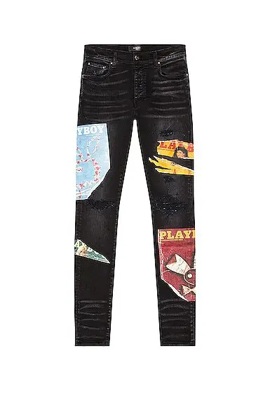 Amiri Playboy Magazine Jean In Black In Aged Black - 30% Off
